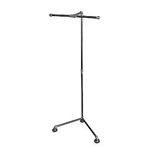 PIPE DECOR Black Steel Freestanding Tee-Style Clothing Rack Kit, DIY Industrial Pipe Coat Rack