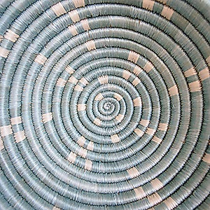 Small African Basket- Munini/Rwanda Basket/Woven Bowl/Sisal & Sweetgrass Basket/Blue, White