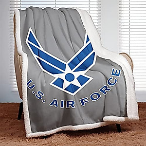 HommomH Air Force Sherpa Blanket 60"x 80" US Air Force Blankets Super Soft Fuzzy Thick Warm Fleece Throw for Man Bed Couch