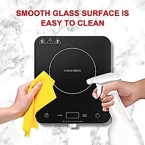 COOKTRON Single Induction Cooktop Countertop Burner with Fast Warm-Up Mode, 10 Temperature 9 Power Settings, Portable Induction Cooker Cooktop 1800w with Child Safety Lock & Timer