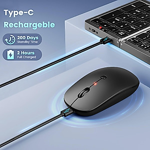 Rimyet Foldable Keyboard and Mouse Combo, Portable Travel Keyboard with Numeric Keypad, Bluetooth, Rechargeable, Compatible with Laptop, Tablet, iPad, Sync Up to 3 Devices, Hard Carrying Case