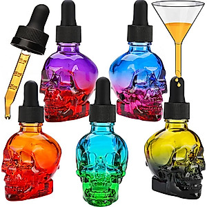 5PCS 1oz Skull Glass Dropper Bottles Refillable Bottles liquid bottling Dispensing bottle with Eye Dropper Pipettes for Essential Oils/Beauty Oil Mix, Aromatherapy Blends(5, 30ml)