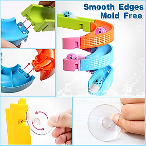 Bath Toys for Kids Ages 3-4-8 Toddler Bathtub Toys Slippery Slide Track DIY Mold Free Shower Toddler Toys with Suction Cups Birthday Gift for Boys Girls Bath Time Ages 3 4 5 6 7 8(38PCS)