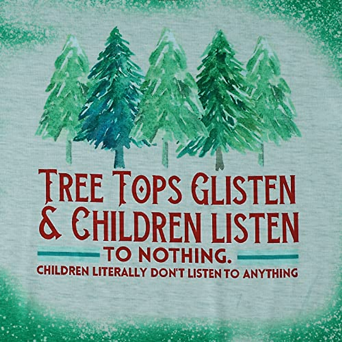 Teacher Christmas Shirt Women Tree Tops Glisten Children Listen Bleached Tee Cute Tree Graphic Teacher Gift Shirts Green