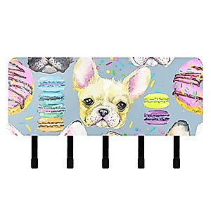 Sinestour French Bulldog Key Holder for Wall Key Hanger with 5 Key Hooks Key Rack Organizer Key and Mail Holder for Wall Decorative Entryway Hallway Kitchen Farmhouse Apartment
