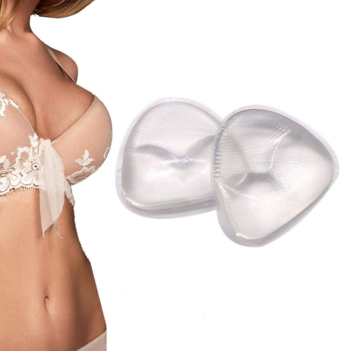 Clear Silicone Bra Inserts - Triangle Gel Breast Inserts Enhancers Waterproof Push Up Pads Bra for Bikini Swimsuit (Clear Small triangle)