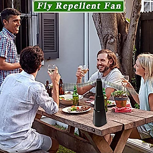 Allinus Fly Fans for Tables, Fly Fan for Outdoor Indoor Keep Flies Away, Portable Fly Spinner for Meal, Party, Picnic, Restaurant, Battery Powered, Hanging Hook, Black