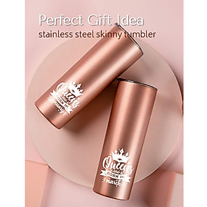 Onebttl Birthday Gifts for Women, Her, Girlfriend, Mom, Best Friends, Aunt, 20oz Stainless Steel Skinny Tumbler with Lid and Straw, Queens are Born in September - Rosegold