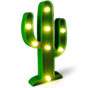 VALFRID Tropical LED Green Cactus Night Light for Christmas Party Wedding Decor Kids' Room, Bedroom, Gift, Party, Fiesta,Garden,Home Decorations