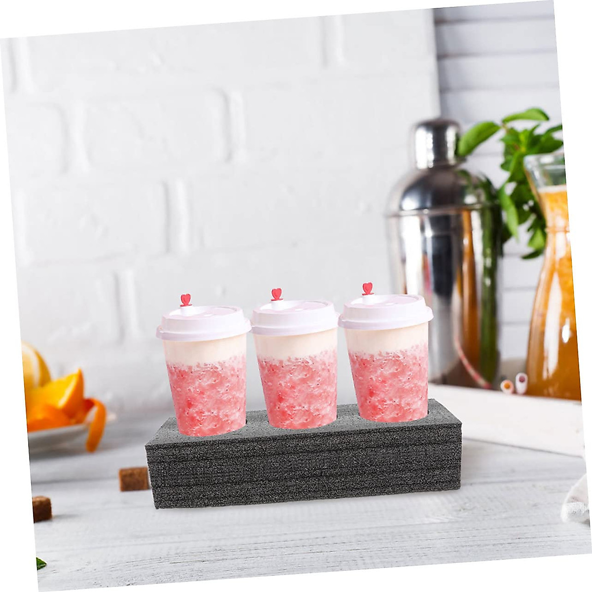 4pcs Milk Tea Drink Cup Holder Drink Packing Carrier Bottle Storage Holders Foam Cup Holder Takeout Disposable Cup Holder Coffee Cup Carrier Tray Pearl Cotton Portable re-usable