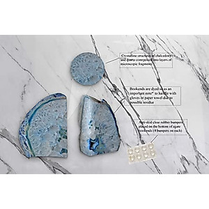 Brazilian Agate Polished Crystal Bookends Dyed Non-Toxic Blue with Rubber Bumpers (2 to 3 Lbs)