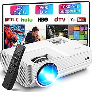 Iolieo Projector, 2023 Upgraded Portable Video Projectors,Full HD 1080P and 240'' Supported,100000Hours Multimedia Home Theater Movie Mini Projector,Compatible with HDMI,USB,VGA,AV,Laptop,Smartphone
