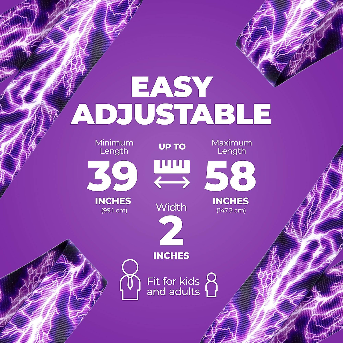 Perri’s Leathers Adjustable Guitar Straps for Kids, Men & Women - Polyester Guitar Strap for Acoustic, Bass and Electric Guitar - Adjustable Size – Metallica Purple Ride the Lightning Style