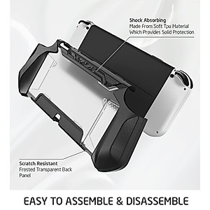 Mumba Dockable Case for Nintendo Switch OLED 2021, Blade Series TPU Grip Protective Cover Accessories Compatible with 7 Inch and Joy-Con Controller (Black)
