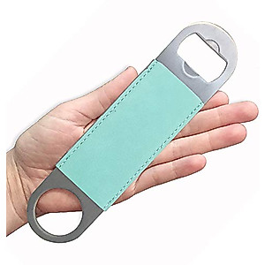 LaserGram Bottle Opener, Flag of Mexico, Personalized Engraving Included (Faux Leather, Teal)
