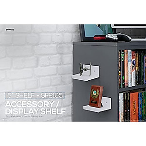 BRAINWAVZ 5” Small Floating Shelf, Adhesive & Screw in, for Bluetooth Speakers, Cameras, Plants, Toys, Books & More, Easy to Install Shelves (Shelf SF2105, White)