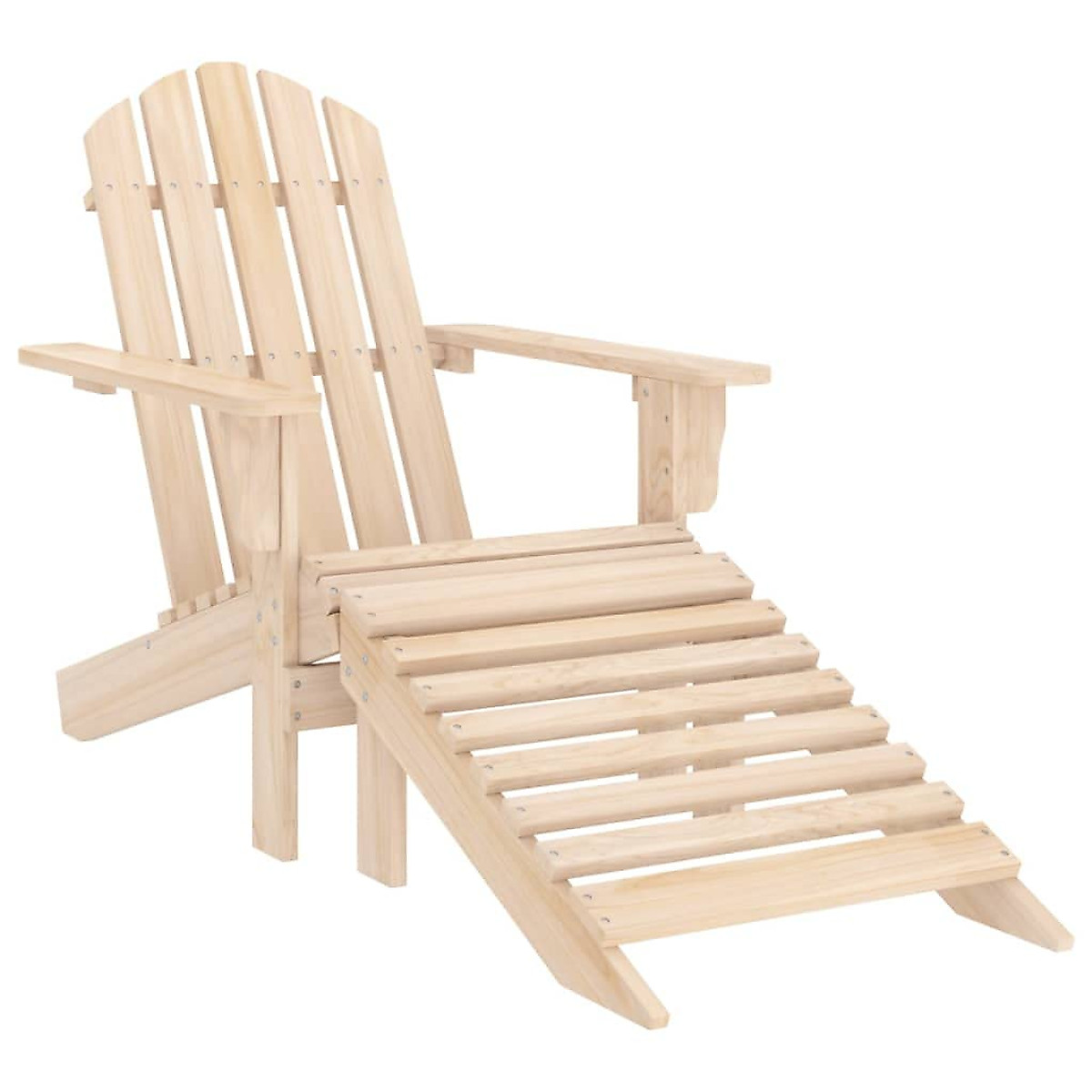 Tidyard Patio Adirondack Chair with Ottoman and Table Solid Fir Wood Outdoor Fire Pit Chair Wooden Garden Armchair for Porch Pool Lawn Deck Backyard Balcony Outdoor