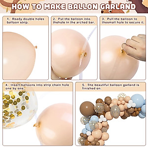 Amandir Baby Boxes Balloons for Baby Shower, 4 Wood Grain Blocks with Letter 111Pcs Brown Blue Nude Balloon Garland Kit for Bear Baby Shower Decorations Gender Reveal Boy Birthday Party Supplies