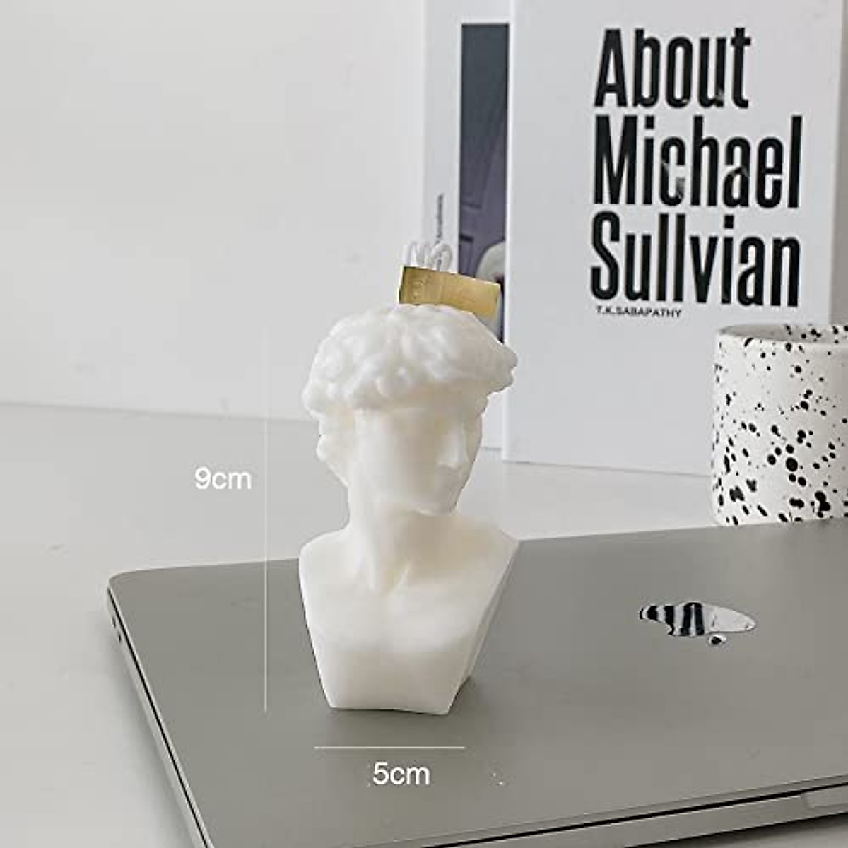 David Bust Statue Scented Candle,110G Aroma Soy Wax Greek Aesthetic Decorative Candle for Table Photo Prop Birthday Gift,Prefect for Meditation Stress Relief Mood Boosting Bath Yoga (White)