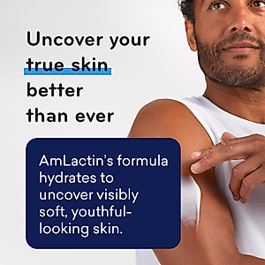 AmLactin Intensive Healing Body Lotion for Dry Skin, 7.9 oz Pump Bottle, 2-in-1 Exfoliator and Moisturizer with Ceramides and 15% Lactic Acid for 24-Hour Relief from Dry Skin (Packaging May Vary)
