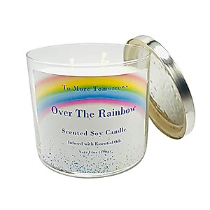 To More Tomorrows, Soy Candle, Over The Rainbow Scent, 14 Ounce Jar Candle, Candle,Three Wick Candle, 45 Hour Burn Time, Highly Scented, Made in The USA, Gift, Home Decor