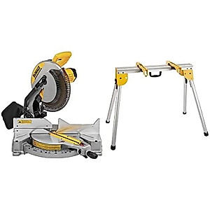 DEWALT 12-Inch Miter Saw, 15-Amp, Single Bevel, Compound with Miter Saw Stand, Heavy Duty with Miter Saw Mounting Brackets (DWS715 & DWX725B)