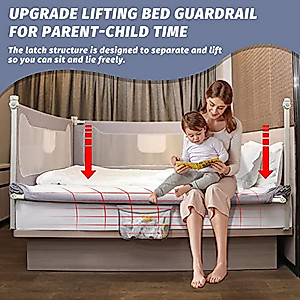 FAMILL Upgrade Bed Guard Rail for Full Size Queen King Twin Bed for Toddlers and Baby (Grey,1 Piece, 78.7")