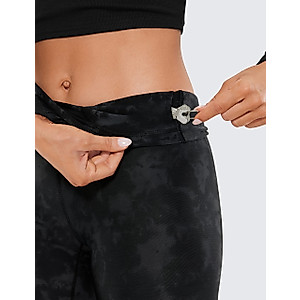 CRZ YOGA Womens Thermal Fleece Lined High Waisted Leggings 24 Inches - Workout Winter Warm Thick Tights Soft Yoga Pants Tie Dye Smoke Ink Medium