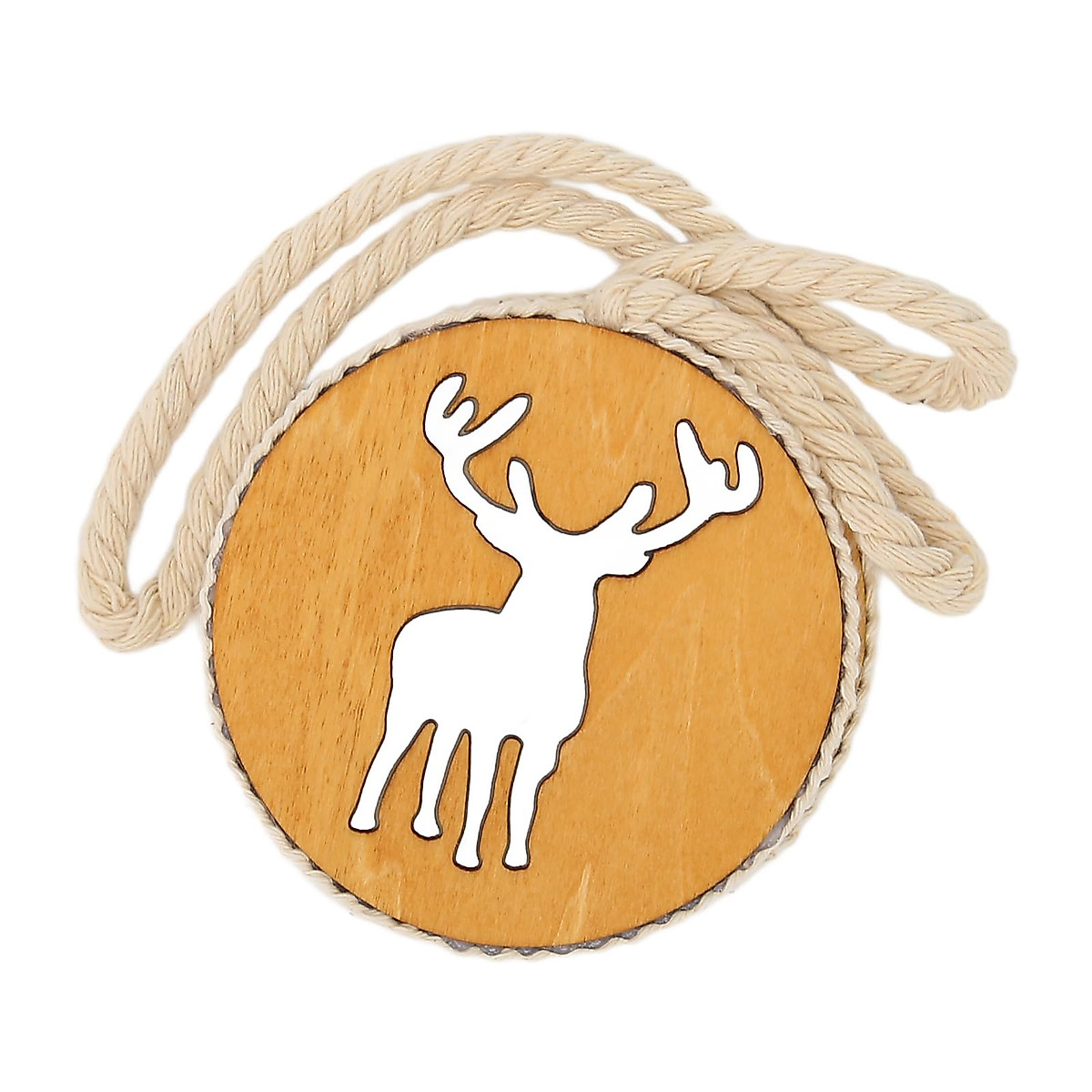 2 Pack Magnetic Curtain Tiebacks, Cute Deer Decorative Tie Backs Curtain Holdbacks for Drapes Wood Curtain Holders for Christmas Home Holiday Decor, No Screw