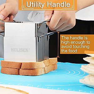 HULISEN Stainless Steel Decruster Sandwich Cutter and Sealer, Heavy Duty PB J Sandwich Maker, Remove Bread Crust, DIY School Lunch Pocket for Kids Child, Used for Square Biscuit Cutter, Gift Package