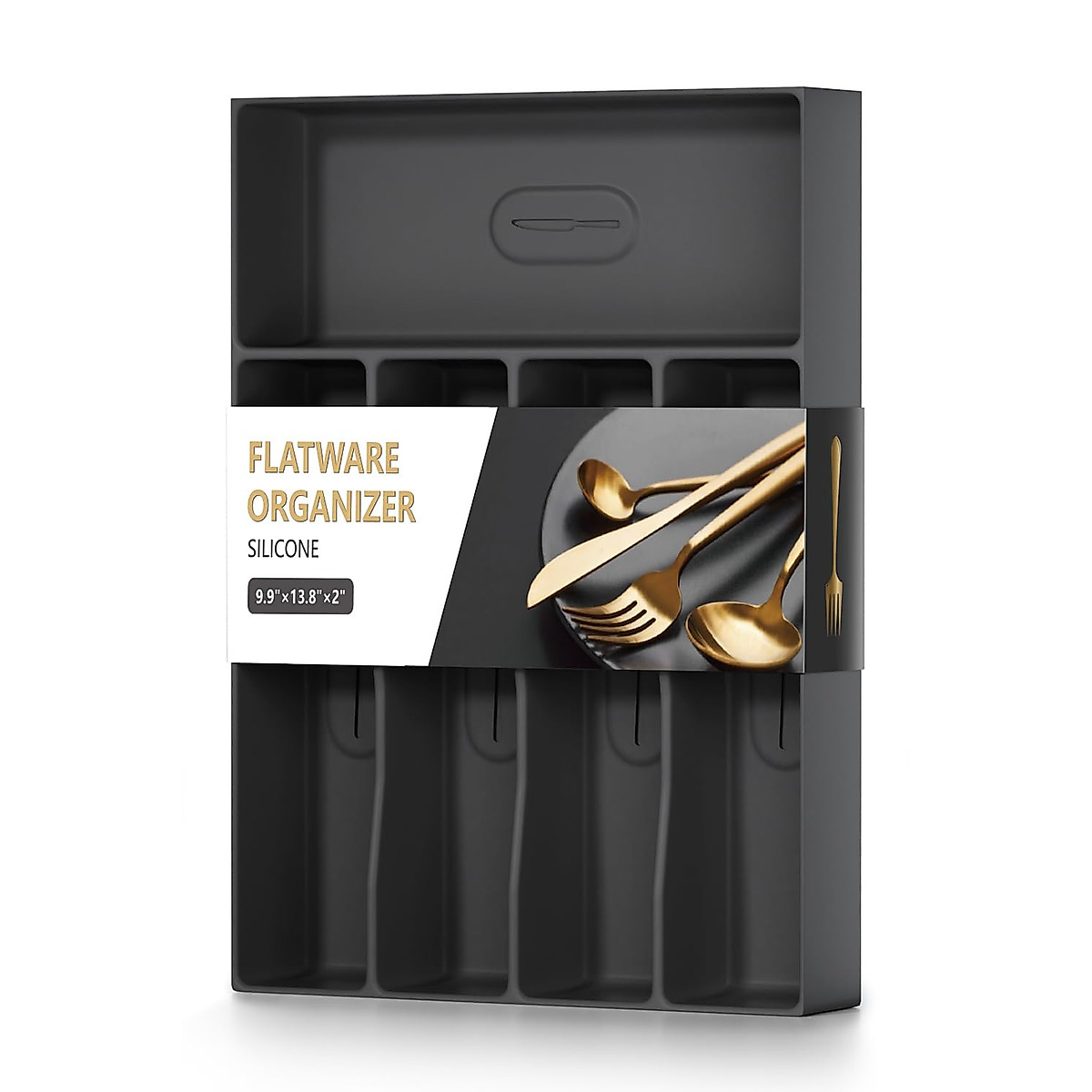 EUHOME Silicone Silverware Drawer Organizer Tray