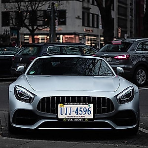 2 Pack License Plate Frames for U.S. Army, Universal Aluminum Front and Rear License Plate for United States Army (Black)