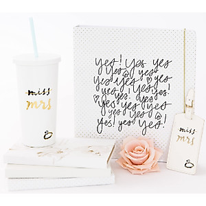 Kate Spade New York Bridal Insulated Tumbler with Reusable Straw, 20 Ounces, Miss to Mrs. (White)