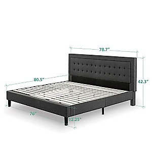 Zinus Dachelle Upholstered Platform Bed Frame / Mattress Foundation / Wood Slat Support / No Box Spring Needed / Easy Assembly, King, Dark Grey