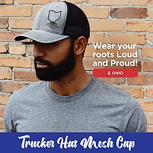 WYR Clothing - Snapback Hat with Minnesota Roots Design, Polyester Cotton Baseball Cap, Six-Panel Trucker Hats, Heather & Black Mesh