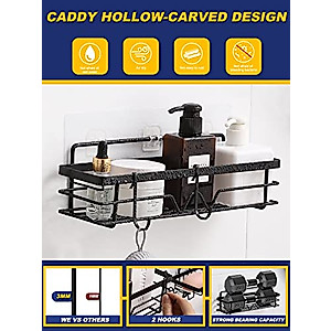 GOJUSO 6-Packs Bathroom Shower Shelves 2 Size Caddy Hair Dryer Holder Wall Mounted Toothbrush Holder Phone Stand for Desk No Drilling Hanging Wall Mount Bathroom Accessories