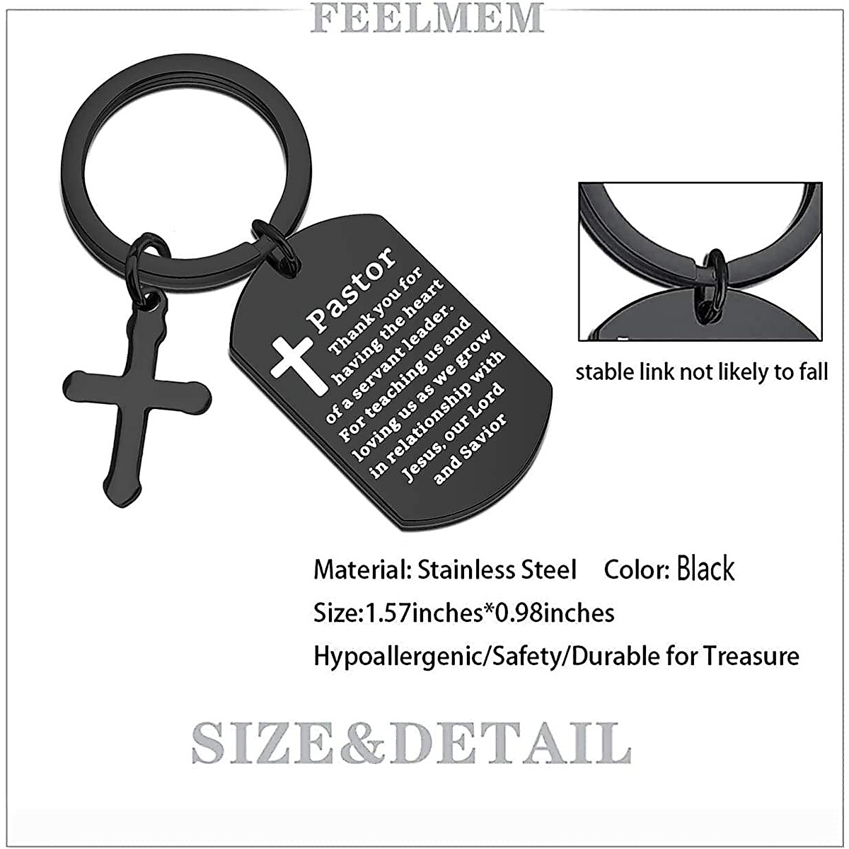 FEELMEM Pastor Appreciation Gift Religious Jewelry Pastor Thank You Keychain Church Gift Christian Preacher Gift Church Minister Gift (Pastor-ky)