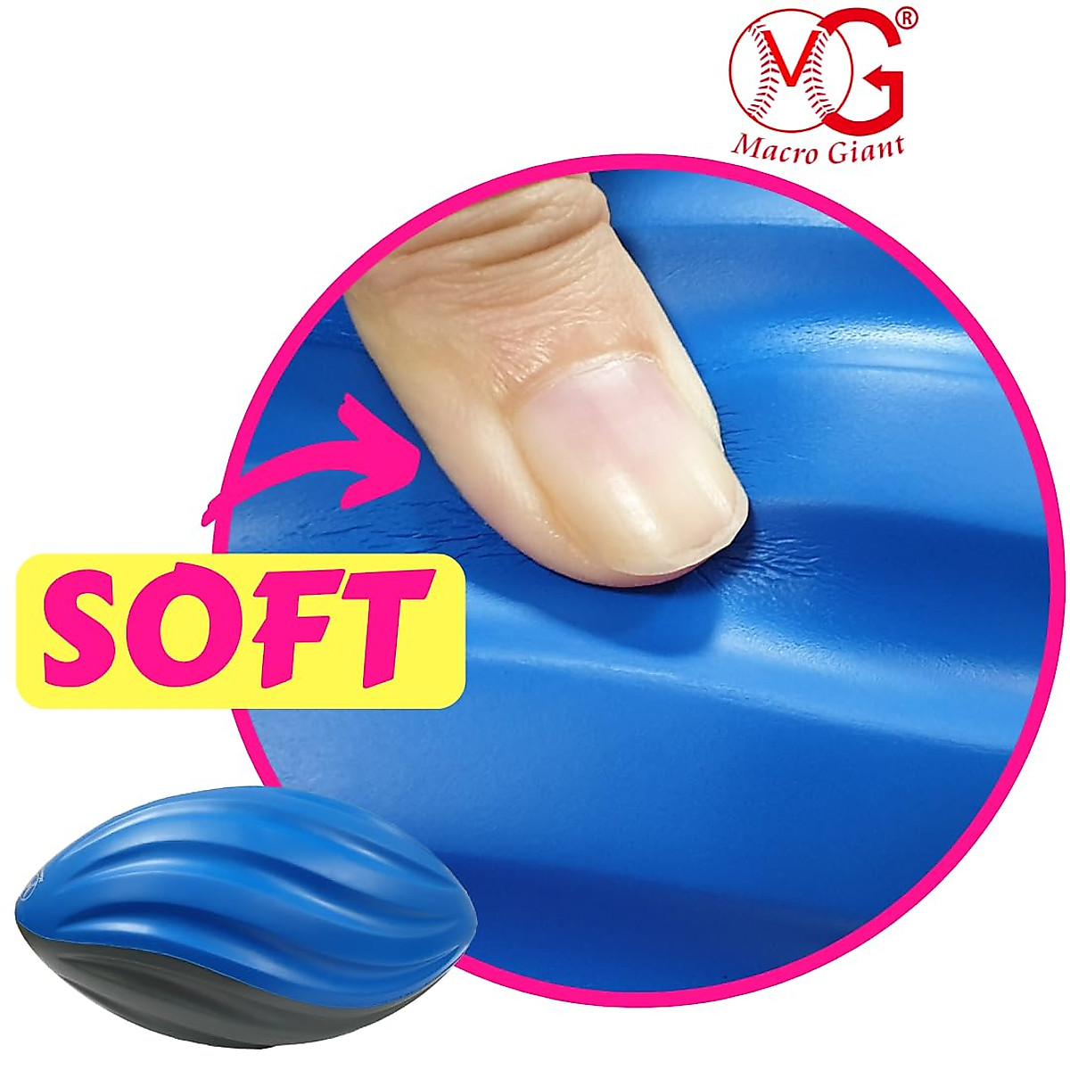 Macro Giant 7.5 Inch PU Soft Foam Spiral Football, Set of 6, Assorted Colors, Training Practice, Kid Toy, Yard Game, Preschool