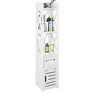 Tall Bathroom Cabinet, Bathroom Storage Accessories Floor Standing Waterproof Cabinet Bathroom White Robust Bathroom Furniture Bathroom Toilet Silm Shelf Bathroom Organizer Tall Cupboard Storage Rack
