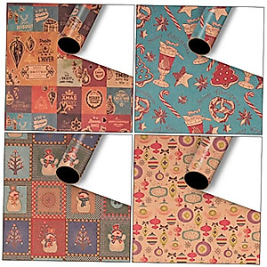 SOLUSTRE 24 Pcs Kraft Wrapping Paper Kraft Paper Gift Wrap Holiday Wrapping Paper Present Wrapping Paper Flower Brown Paper Wrapping Paper Festival Packing Paper Thicken Party Supplies