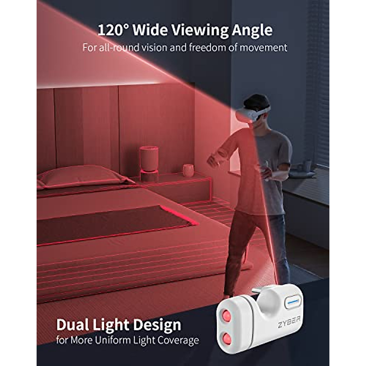 ZYBER Ir Light for Meta Quest 2 Pro PICO 4, Infrared Illuminator VR Accessories for Oculus Quest 2 Sensor Tracking in Dark