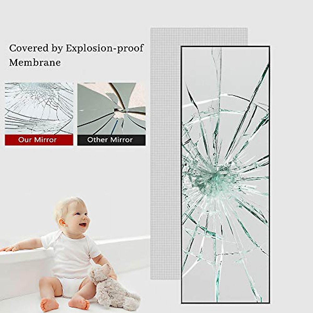 KIAYACI Full Length Mirror Oversized Floor Mirror with Stand Bedroom Dressing Mirror Full Body Wall Mirror (Black, 71" x 24")