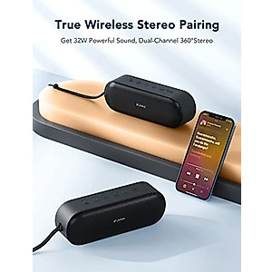 LENRUE 2022 Upgraded Portable Bluetooth Speakers, IPX7 Waterproof Wireless Speaker with 20W Stereo Sound, Rich Bass, 20H Playtime, Built-in Mic, TF Card Port, Outdoor Speaker for Party Pool Camping