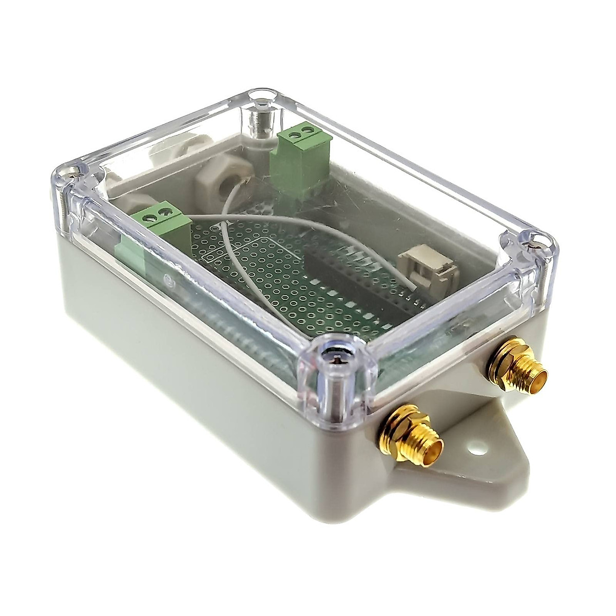 qBoxMini AFC DIY IOT Enclosure Kit (Two SMAs), IOT Enclosure for Feather ESP32 Cellular LoRa WiFi Arduino Board, Waterproof IP65 Enclosure with Glands, prototyping PCB connectors Set and Two SMAs