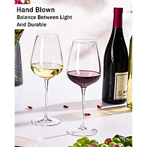 JBHO Italian Style Premium Crystal White and Red Wine Glasses, 18 Oz, Gift Packaging, Hand Blown Durable & Elegant Red Wine Glass, with Stem, Set of 8, Lead-Free Crystal Clear Modern Glassware