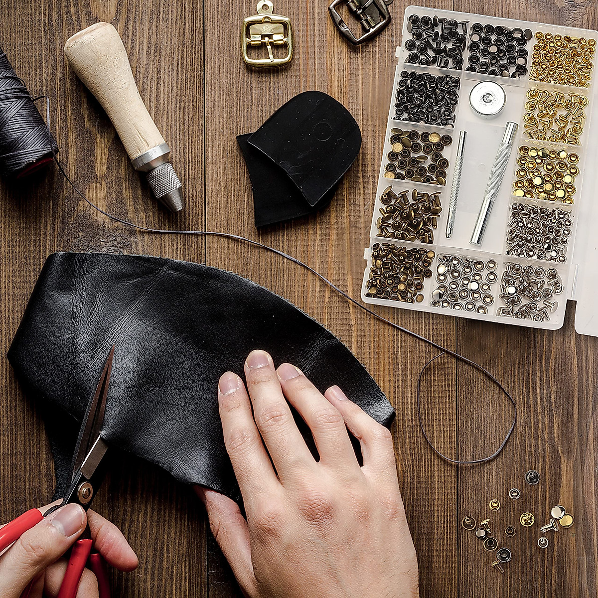Get UNCO Leather Rivets Kit - 240pcs, 4 Colors, Tools