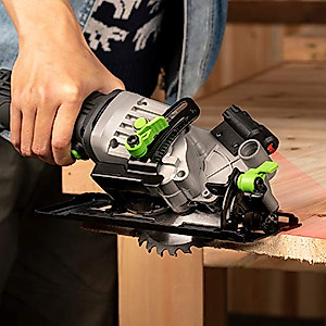 GALAX PRO 4Amp 3500RPM Circular Saw with Laser Guide, Max. Cutting Depth1-11/16"(90°), 1-1/8"(45°）Compact Saw with 4-1/2" 24T TCT Blade, Vacuum Adapter, Blade Wrench, and Rip Guide