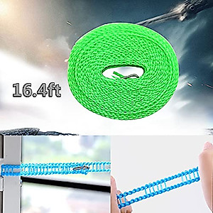 Windproof Travel Nylon Clothesline, 2 Pieces Portable Hanger Rope Clothespin for Home & Travel