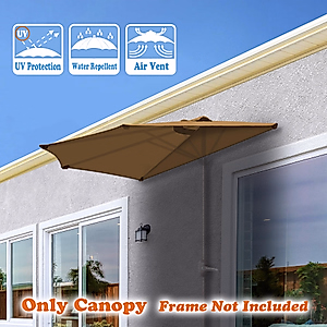Strong Camel Replacement Canopy Cover Only for 9ft 5 Ribs Half Patio Umbrella (Canopy Cover Only) (Tan)