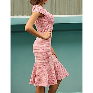 GRACE KARIN Bridesmaid Fishtail Bodycon Midi Dress for Wedding Womens Cocktail Dress Rose